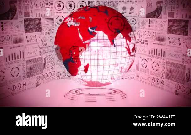 Pandemic of infection. Global earth with red dots of infection. Medical ...