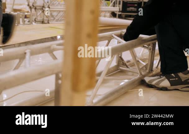 creating a structure for the stage. Metal structures that are installed ...