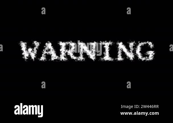 warning cloud text effect black isolated background. animated text ...