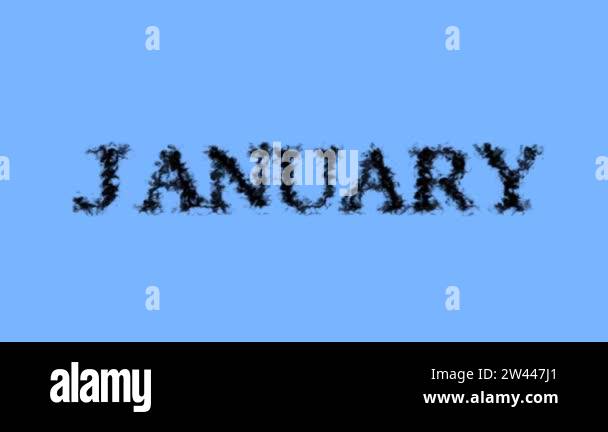 January smoke text effect sky isolated background. animated text effect ...
