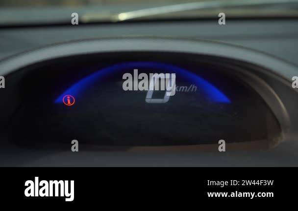 Vehicle, car hazard warning, two turn signals flashing on a dashboard ...