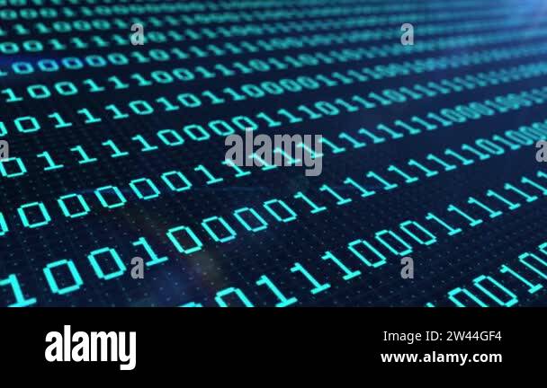 Columns of blue binary code digital symbols. Futuristic big data information technology concept ...