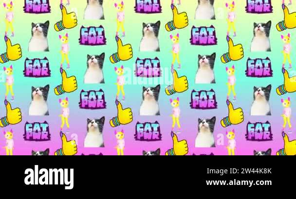 Minimal animation gif art. Cat power seamless animation pattern Stock ...