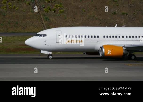 Passenger Aircraft Boeing B737 by Jet Time Airlines at Madeira LPMA ...