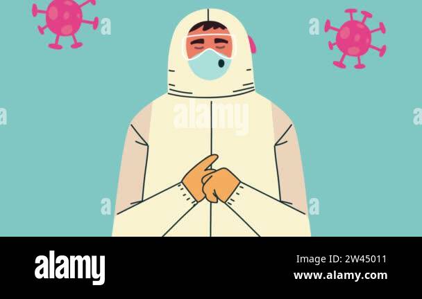 biosafety worker character covid19 prevention animation Stock Video ...