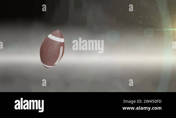 Animation of american football ball moving with black and red banners ...