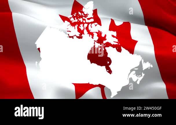 Canada map with waving Canadian flag. National 3d Canadian map flag ...