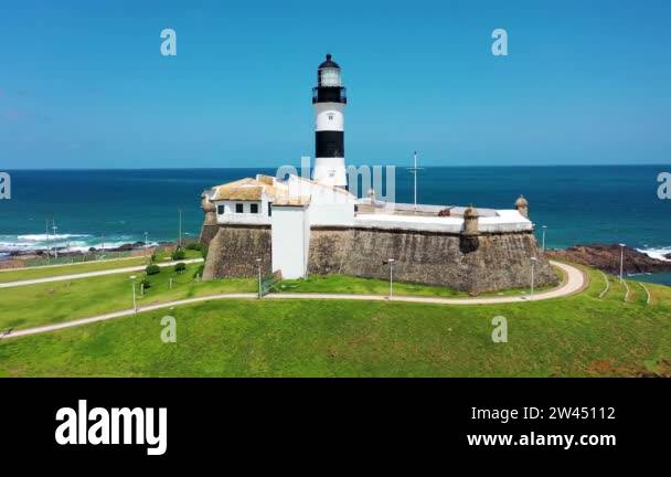 Farol da Barra scene, great lighthouse in Salvador, Bahia, Brazil ...