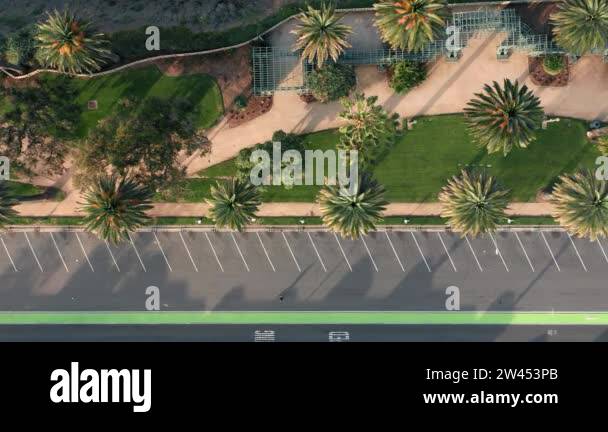 Cinematic summer landscape of urban outdoor recreation park. 4K top ...