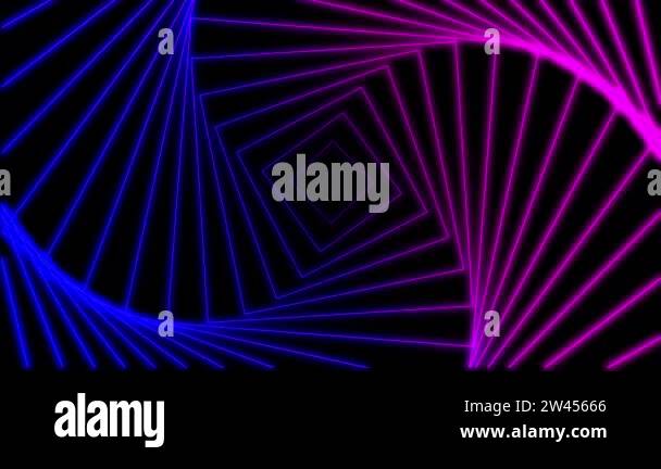 Geometric square shape. Animation motion of neon square with ...