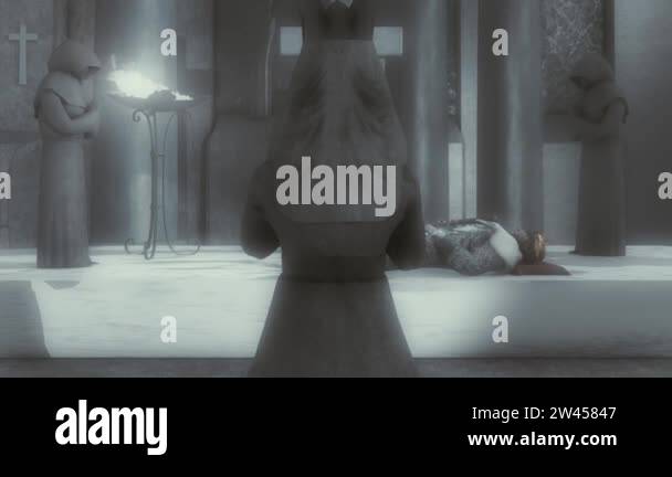 Medieval Queen in Grief Mourning for the Death of a King Stock Video ...