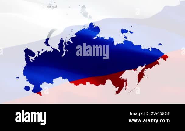 Russian Map. National 3d Russian Map flag waving. Sign of Russia ...