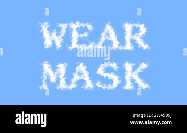 Wear Mask cloud text effect sky isolated background. animated text ...