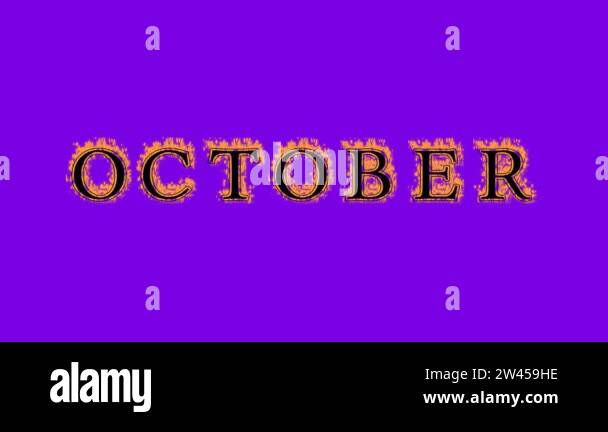 october fire text effect violet background. animated text effect with ...