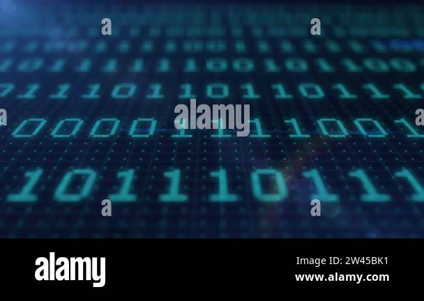 Columns of blue binary code digital symbols. Futuristic big data information technology concept ...