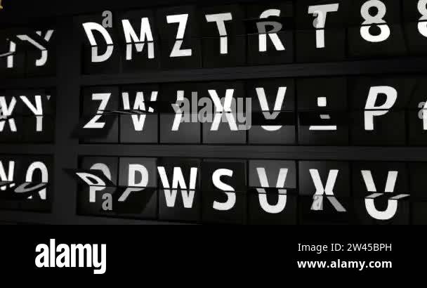 3D generated animation, analog flight information display board with ...
