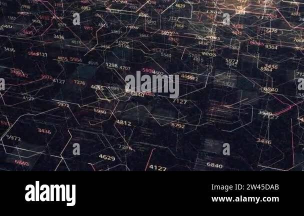 Data processing in circuit board abstract server. Animation. Technological background with big ...