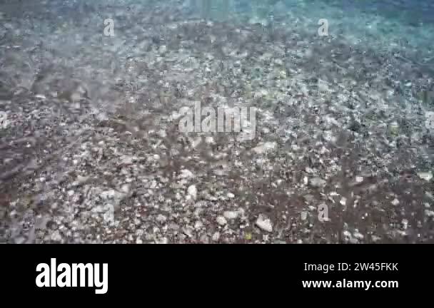Pure transparent sea wave on a pebble beach Stock Video Footage - Alamy