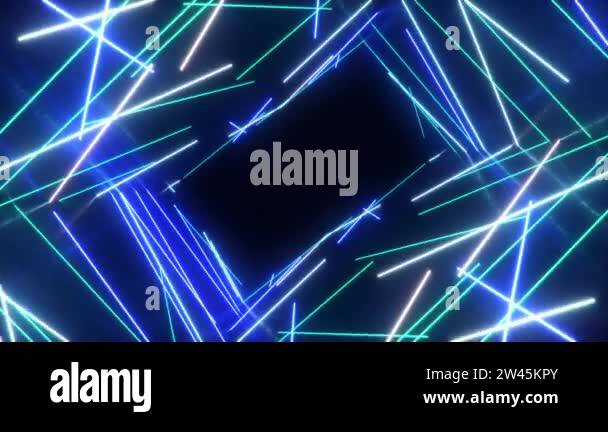 Abstract seamless looped 3d animation of neon, fluorescent ultraviolet ...