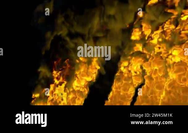 Template for forest fire videos, columns of flame on black background ...