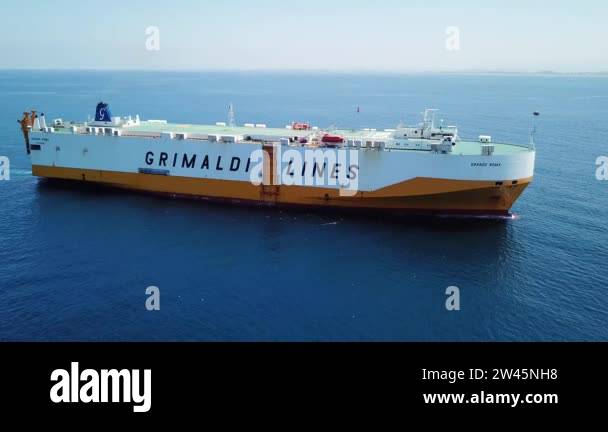 Haifa, Israel - July 22, 2020: Grimaldi Lines RoRo Roll on-Off vessel ...