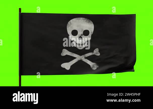 Old pirate Jolly Roger flag waving. Skull and bones 4K Loop animation ...