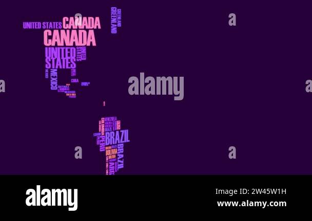 Element Spinning Around Y Axis Of Purple World Map With Names Of ...
