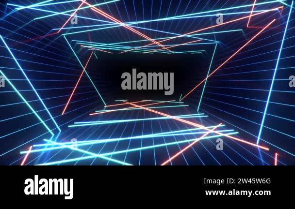 Abstract seamless looped 3d animation of neon, fluorescent ultraviolet ...