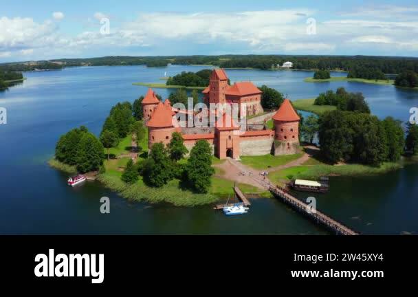 Trakai castle: medieval gothic Island castle, located in Galve lake ...