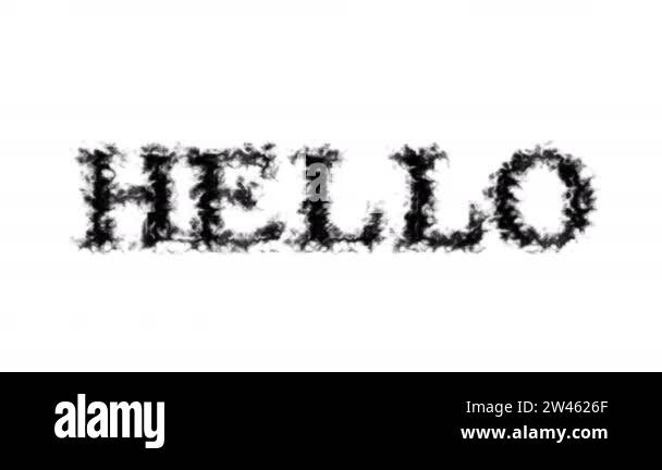 Hello smoke text effect white isolated background. animated text effect ...