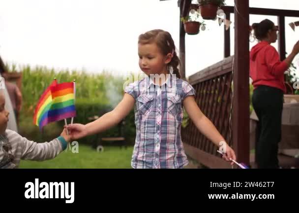 LGBT community, adoption of children, tolerance. Children, boy and girl ...