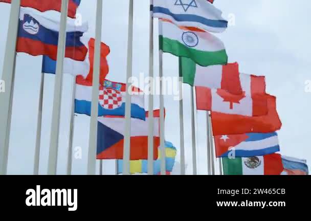 Flags countries on flagpoles Stock Videos & Footage - HD and 4K Video ...