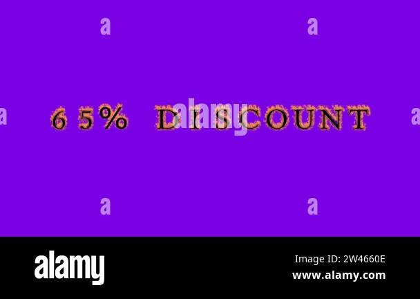 65% discount fire text effect violet background. animated text effect ...