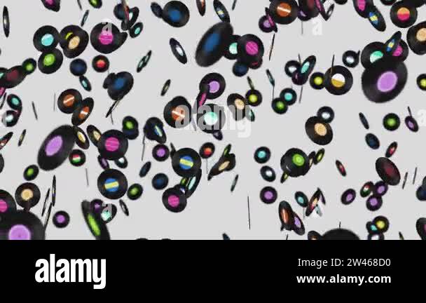 Flying many vinyl records on white background. Old technology. Retro ...