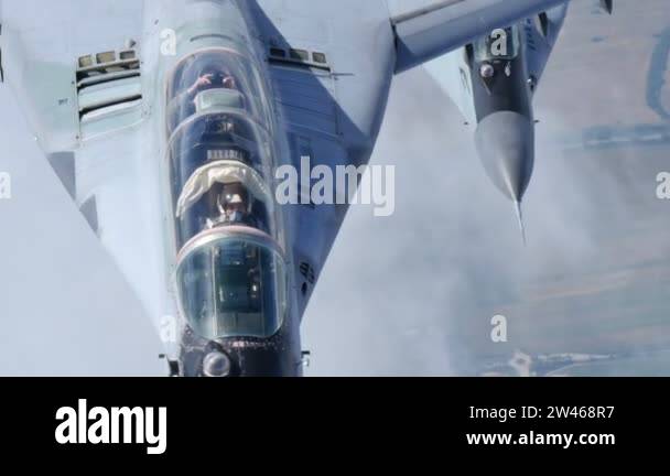 Fighter jet pilot take pictures from a MiG 29 in flight. 4K UltraHD ...