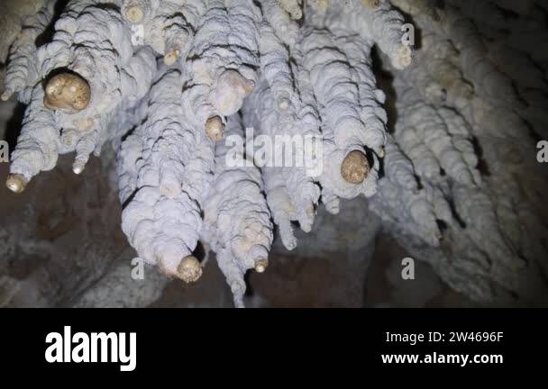 Underground Cave with Stalactite Rock Formations Hanging from Twins ...