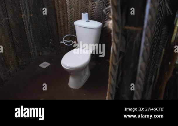 Toilet in African Grass Hut, Bathroom in Small Thatched House, Zanzibar ...