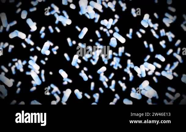 Flying many medical capsules on black background. Medicine and ...