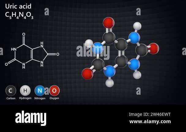 Uric acid. C5H4N4O3. It forms ions and salts known as urates and acid ...