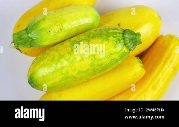 Zucchini vegetables rotate in a circle. Zucchini harvest. Vegetable ...
