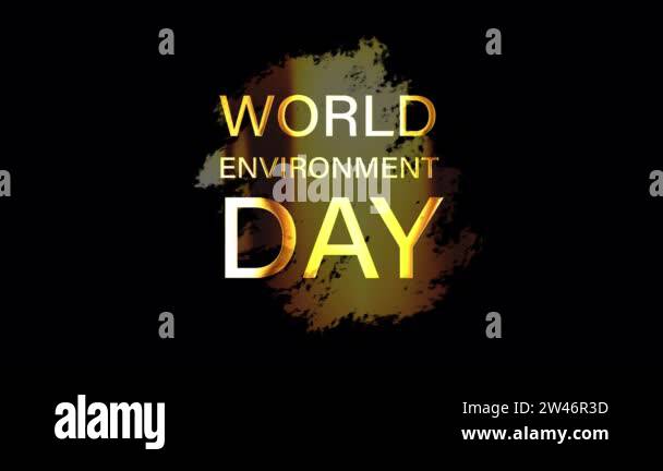 WORLD ENVIRONMENT DAY golden badge text loop animation. 4K 3D ...