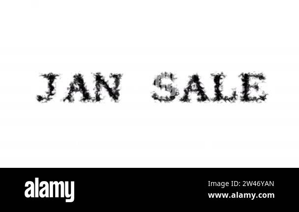 Jan Sale smoke text effect white isolated background. animated text ...
