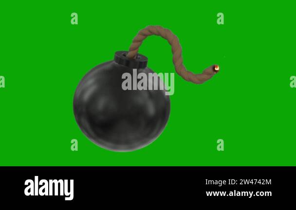 Bomb cartoon toon fuse burning lit timer sparks sphere ball loop 4k ...