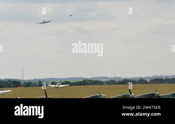 US Airforce Bomb Airplane of World War II in an Airshow Flight with a ...