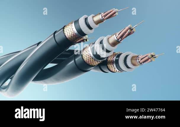 Concept of fiber optic cable on a colored background. Future cable ...