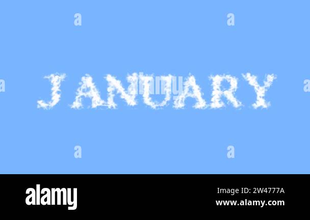January cloud text effect sky isolated background. animated text effect ...