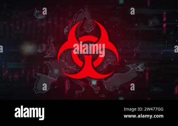 Biohazard Europe map glitch effect background. Motion graphic 2d design ...