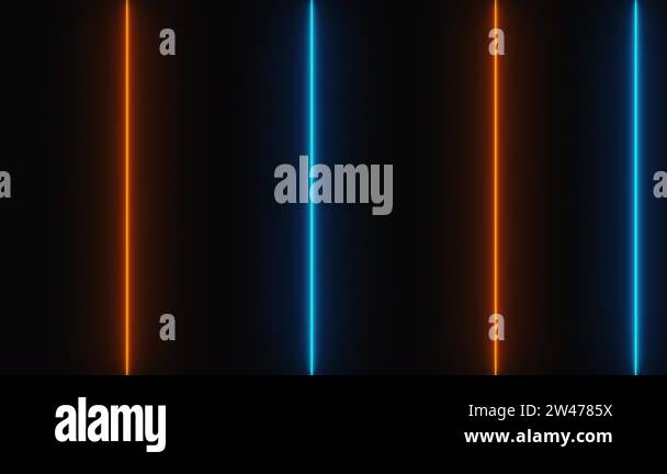 Abstract dark background with neon vertical lines, computer generated ...