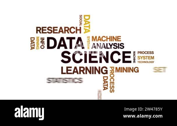 4k Data Science Animated Tag Word Cloud,Text Design Animation seamless ...