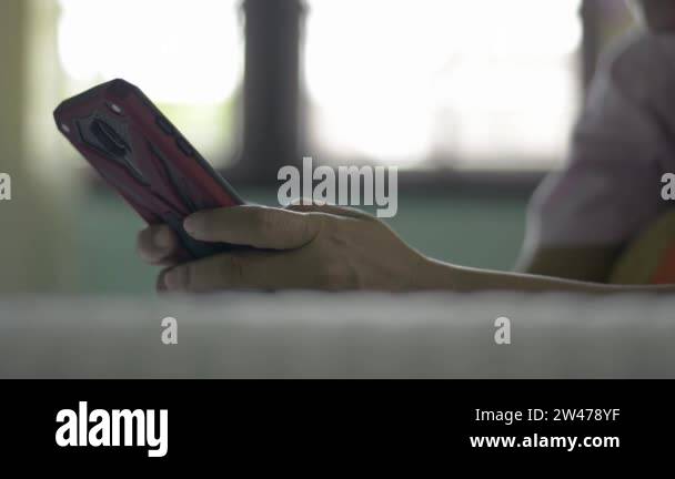 Close up woman's hands texting message on mobile smart phone for ...